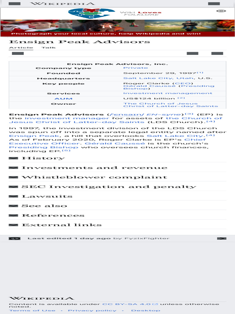 Ensign Peak Advisors - Wikipedia | PDF