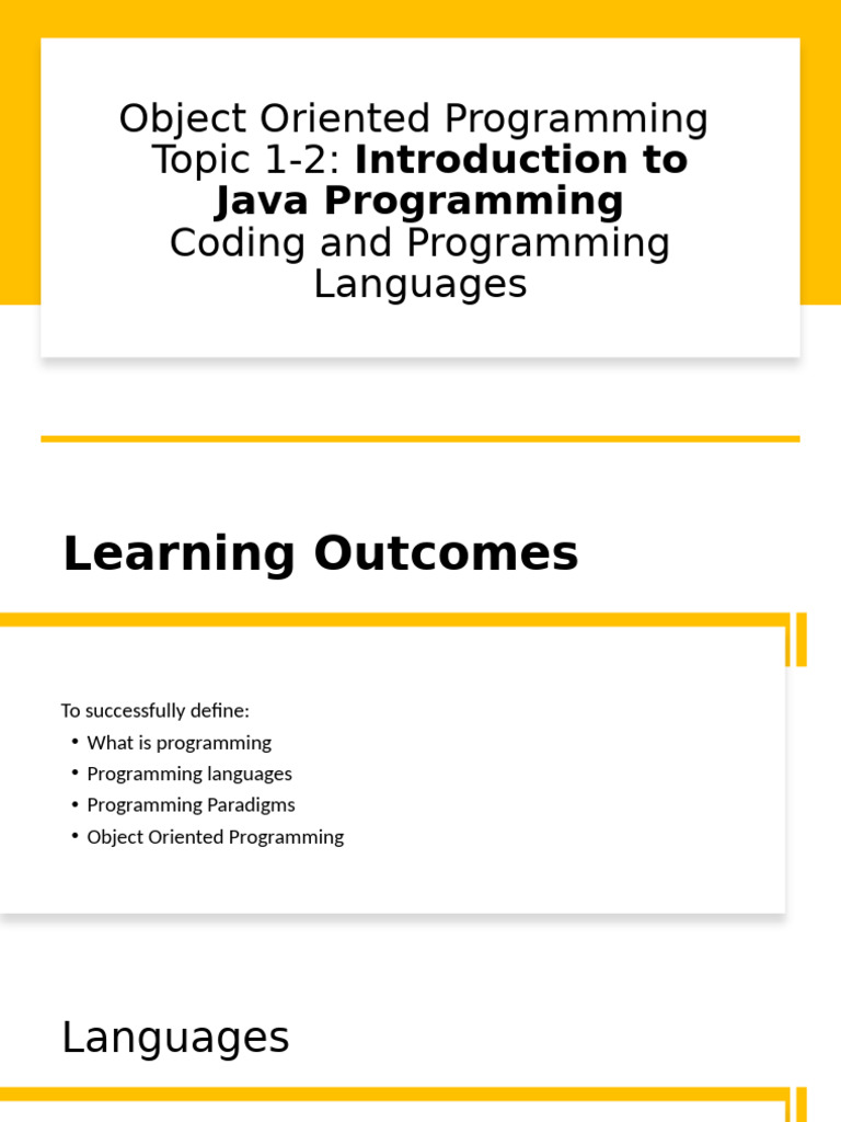 Intro to Java & OOP Basics | PDF | Computer Programming | Programming Language