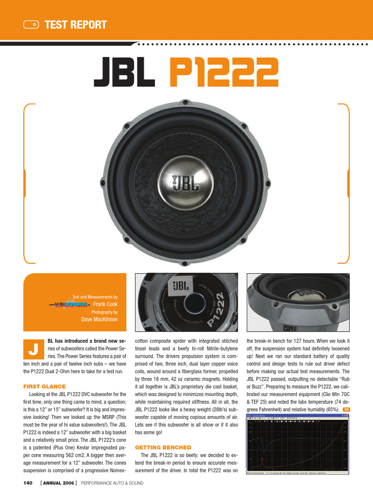 POWER P1222 JBL Rev Performance Auto & Sound | PDF | Loudspeaker ...
