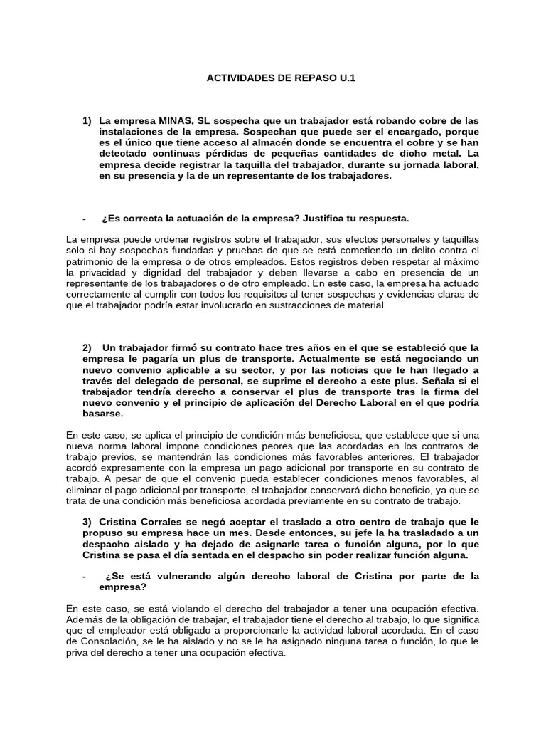 Actividades de Repaso u.1 (Fol) -Nihale Hajjaj | PDF | Derecho laboral | Justicia
