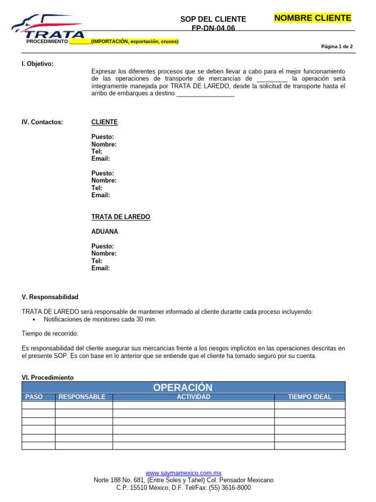 FP-DN-04.06 Sop Cliente | PDF