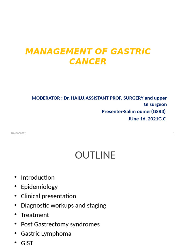 GI2. Management of Gastric Ca 2021 | PDF | Lymphoma | Stomach