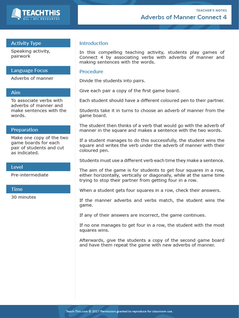 four-in-a-row game | PDF | Adverb | Languages