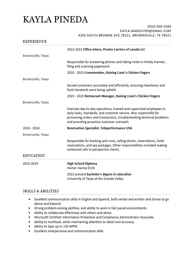 Resumekaylapineda | PDF
