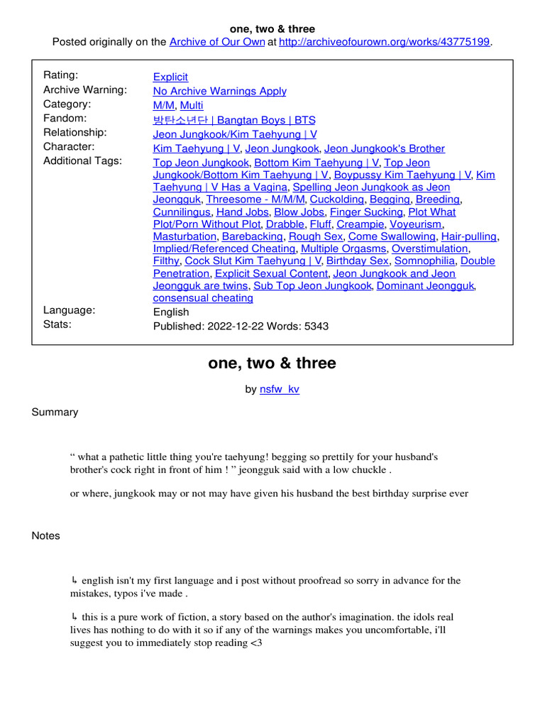 One Two Three | PDF | Human Sexuality | Sexuality