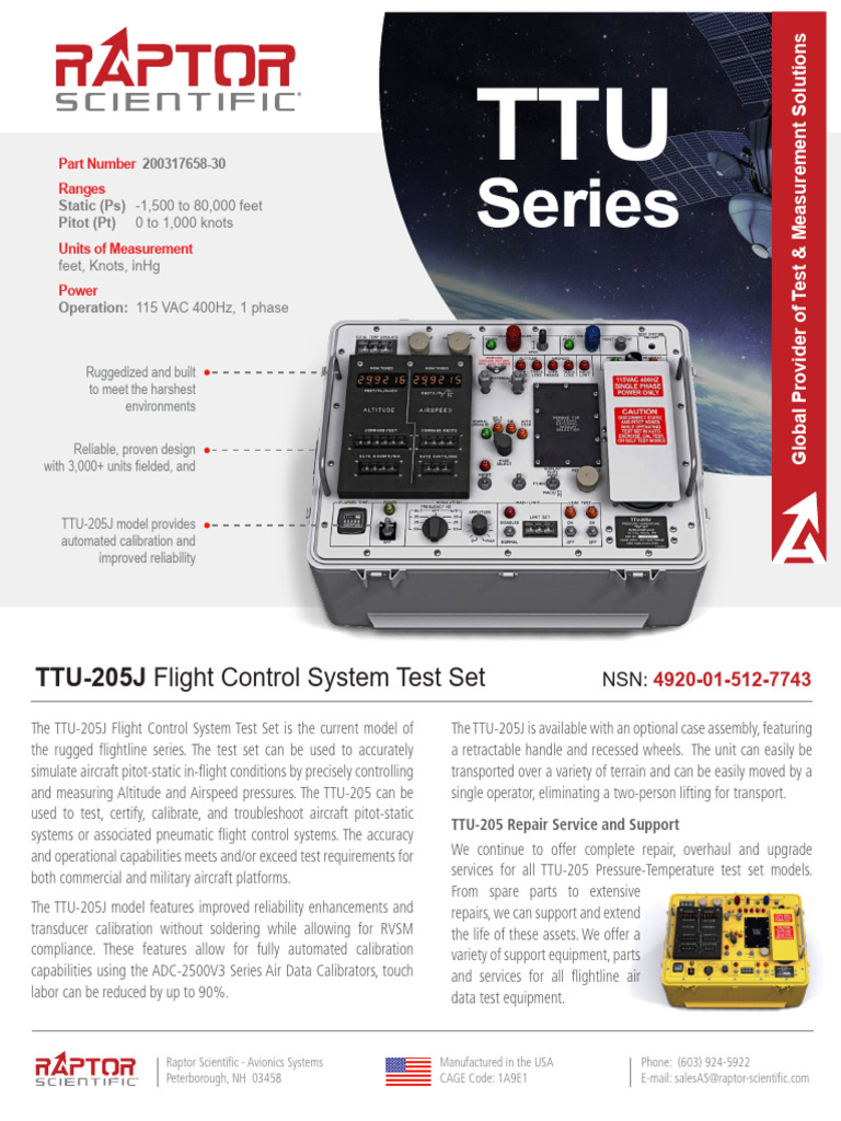 Brochure TTU 205J Pressure Temperature Test Set | PDF | Airspeed ...
