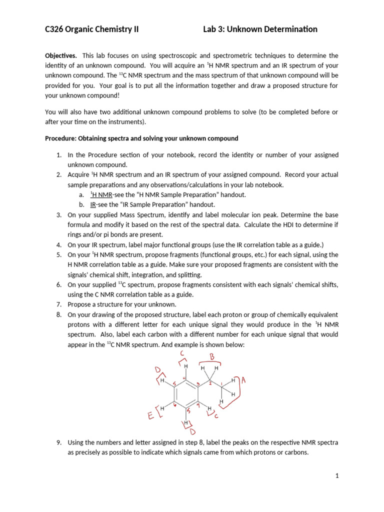 Unknown Compound Structure Analysis Lab | PDF | Proton Nuclear Magnetic ...