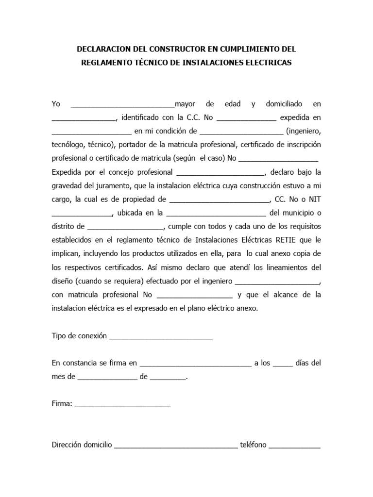 Formato Declaraci N Del Constructor | PDF