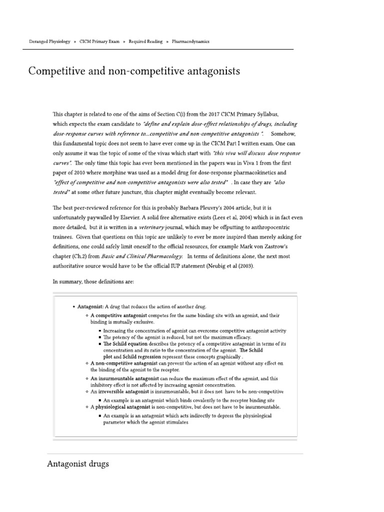 Competitive and Non-Competitive Antagonists | PDF