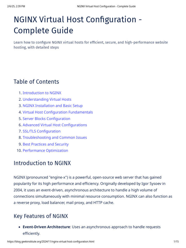 NGINX Virtual Host Configuration - Complete Guide | PDF | Proxy Server | Transport Layer Security