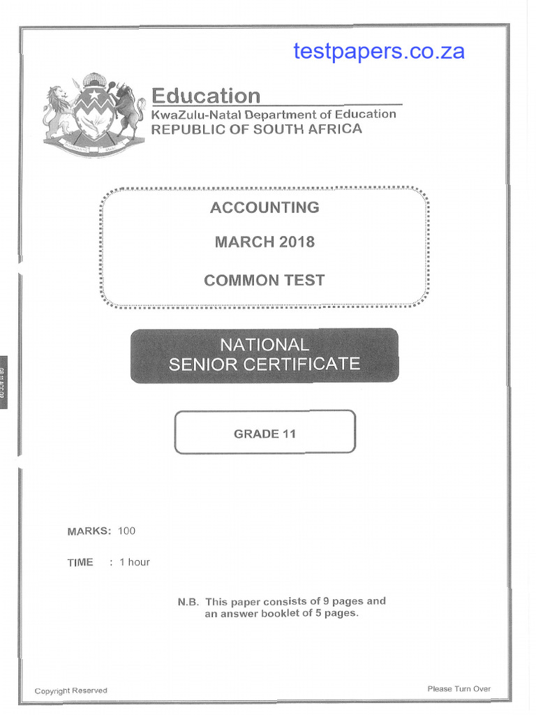 ACC March QP & Memo 2018 Gr11 | PDF