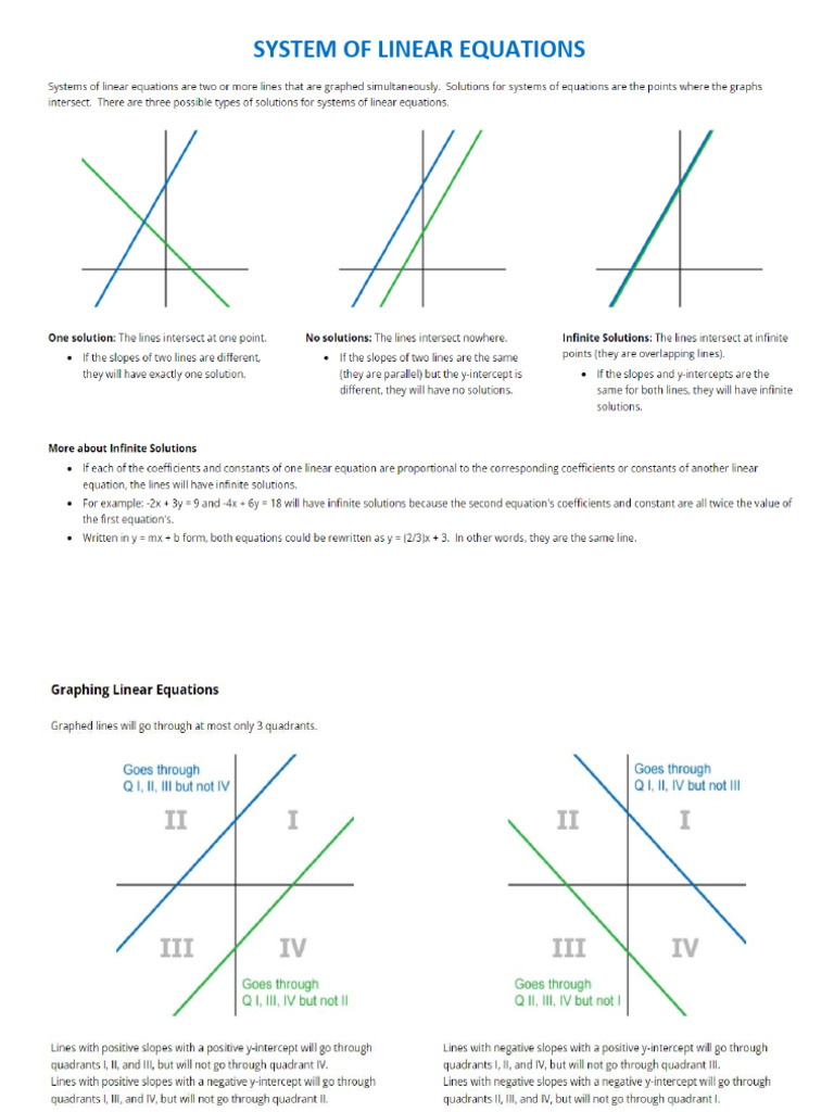 Note On System of Linear Equations | PDF