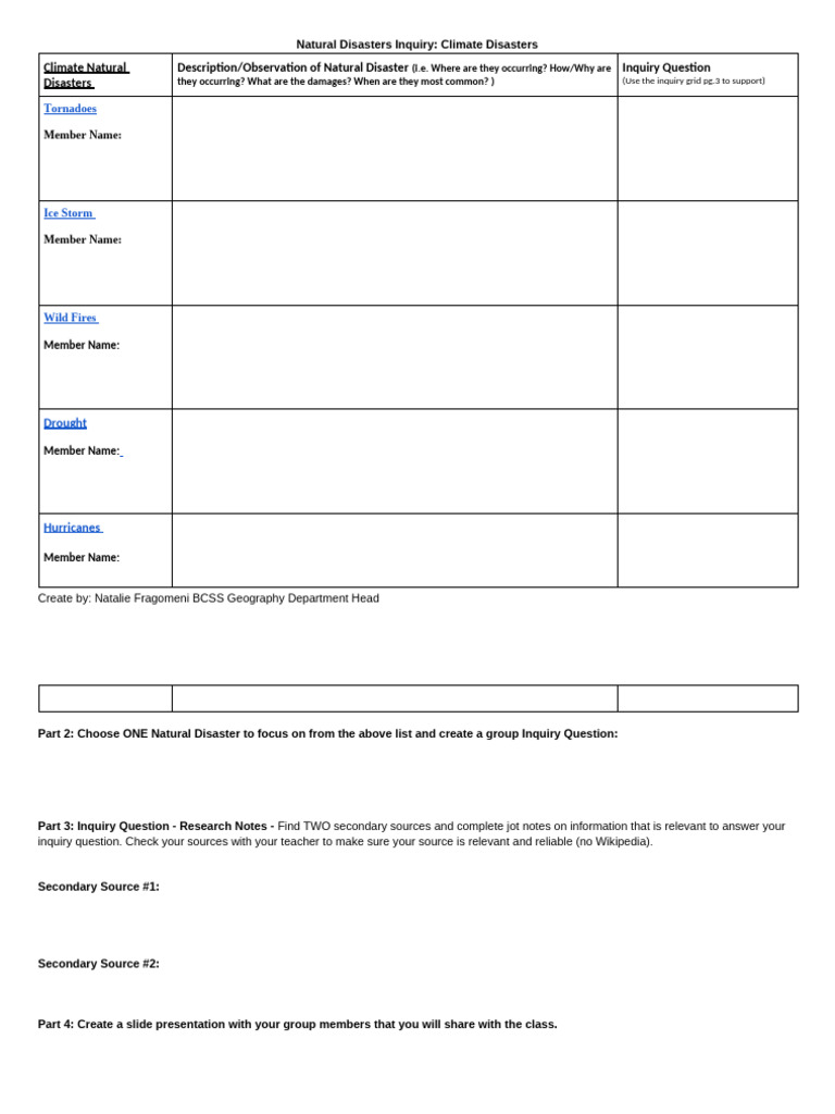 Climate Disasters Inquiry Guide | PDF