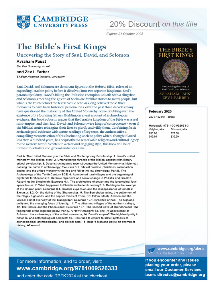 The Bibles First Kings Uncovering The ST | PDF | David | Solomons