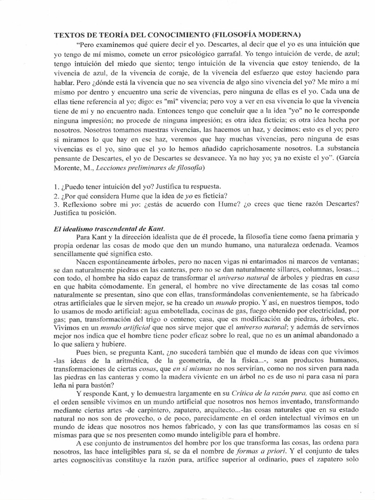 Textos de Teoría Del Conocimiento | PDF