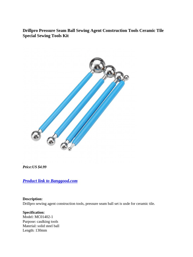 Drillpro Ceramic Tile Sewing Tool Kit | PDF