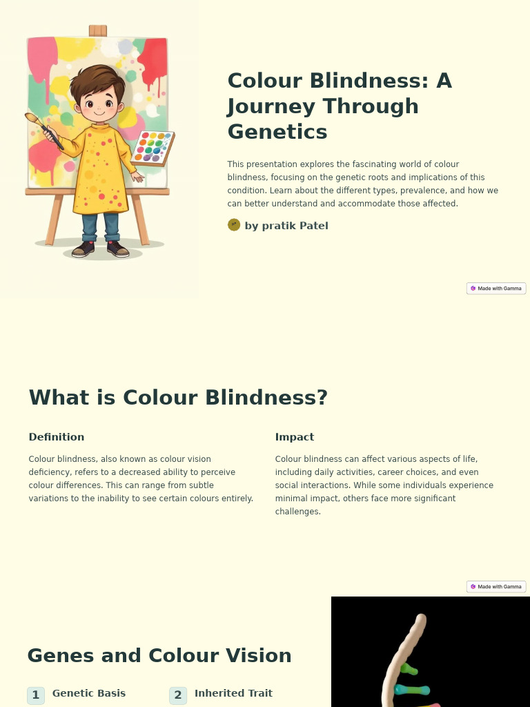 Colour Blindness A Journey Through Genetics | PDF | Gene | Genetics