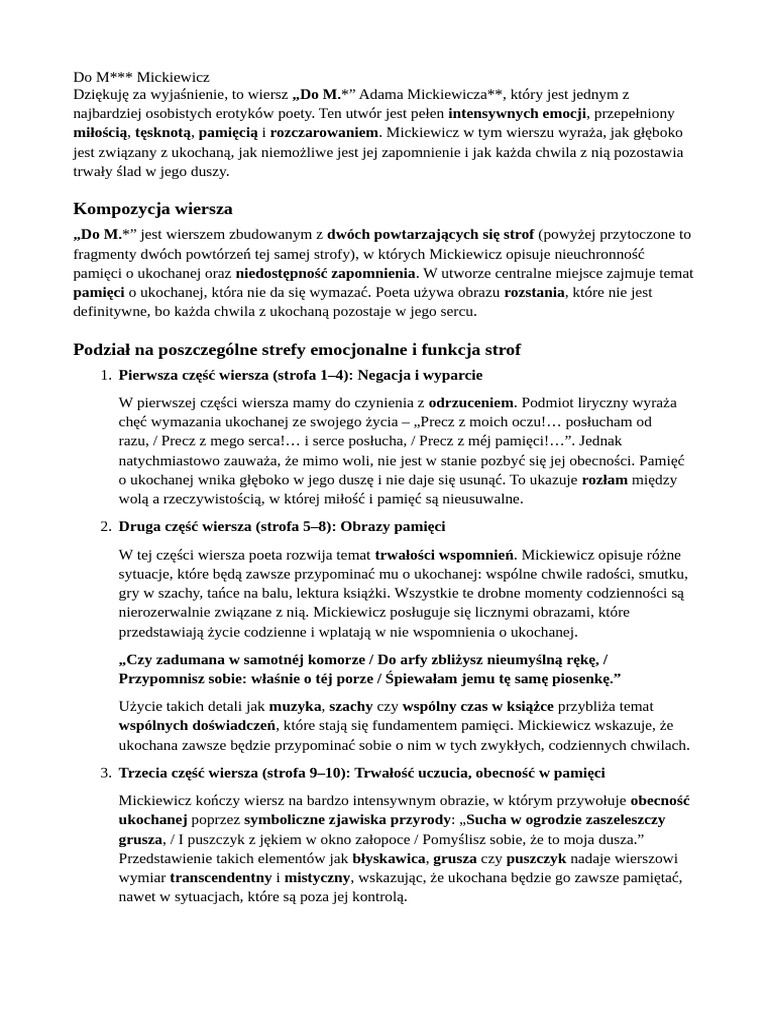Do M - Mickiewicz Analiza | PDF
