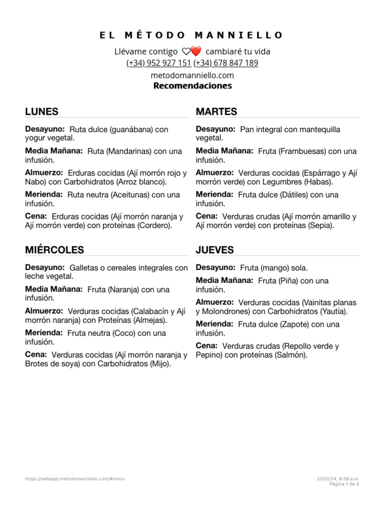 Método Manniello - Calidad de Salud y Longevidad 6 | PDF | Vegetales | Alimentos