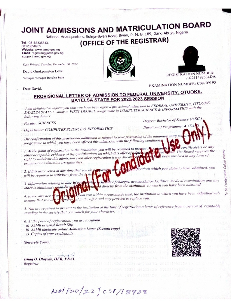 Jamb Add Letter | PDF