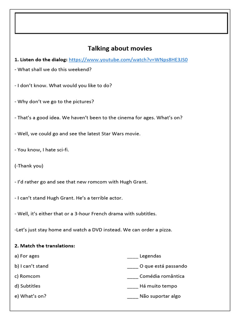 Talking about movies (1) | PDF