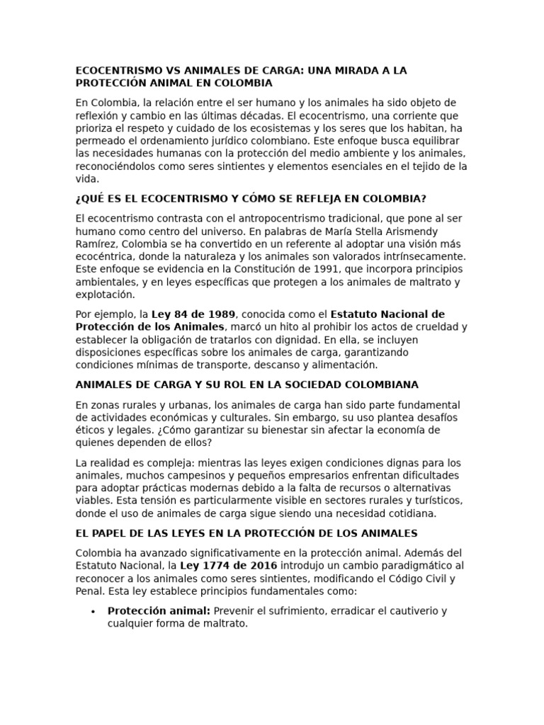 Ecocentrismo Vs Animales de Carga | PDF | Sustentabilidad | Ética ...
