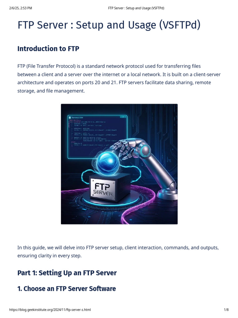 Ftp Server Setup And Usage Vsftpd Pdf File Transfer Protocol Computer Science