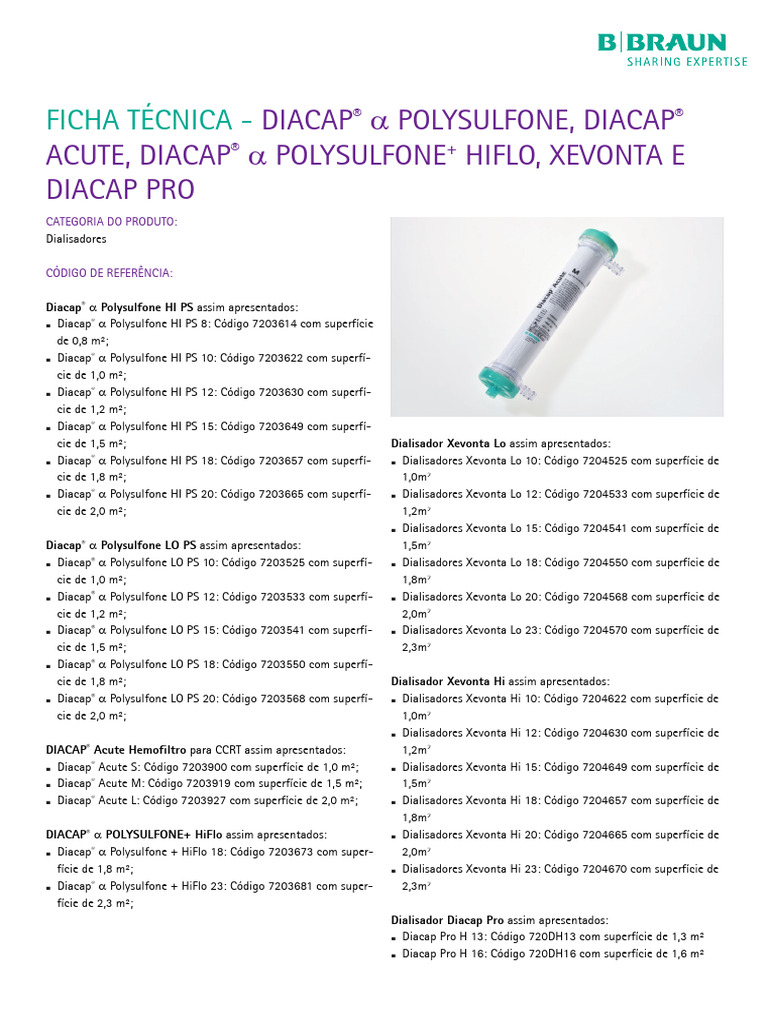 Ficha Tecnica Diacap | PDF | Hemodiálise