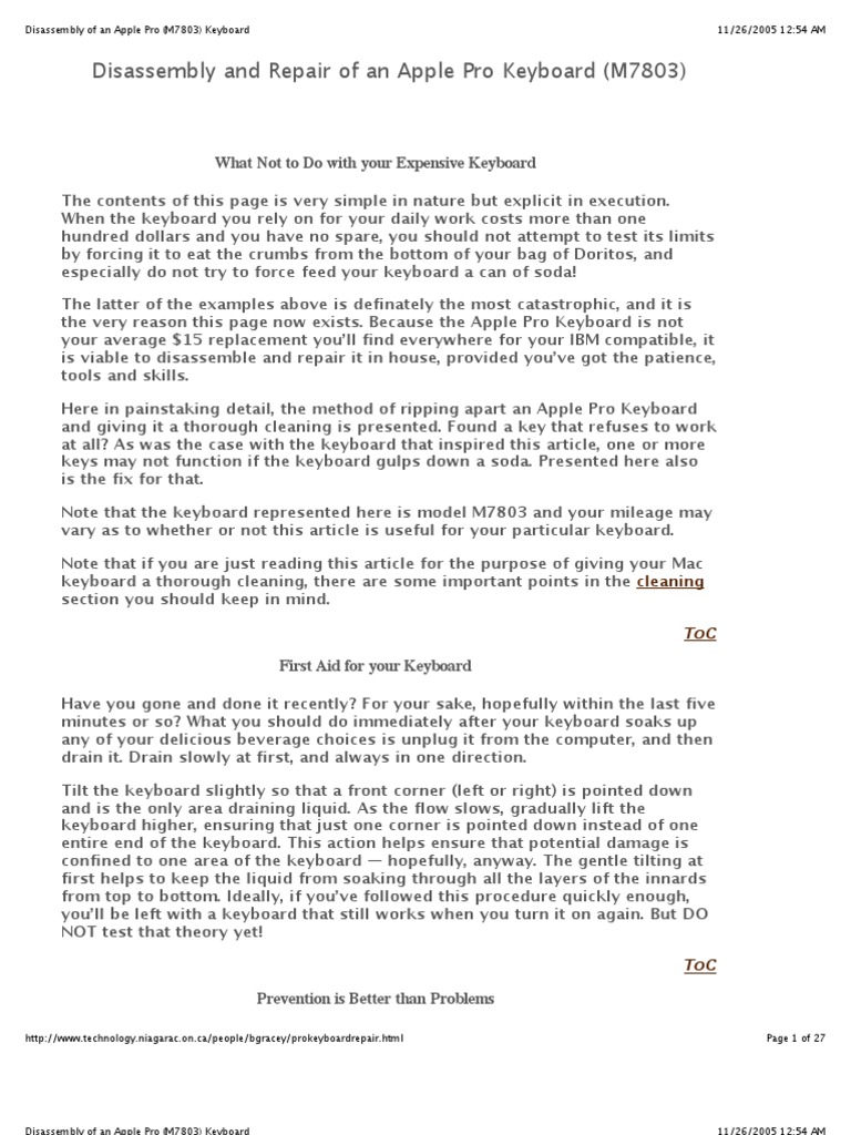 Apple Pro Keyboard Dis Assembly | PDF | Computer Keyboard | Printed ...