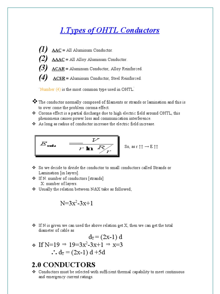 Types of OHTL Conductors | PDF