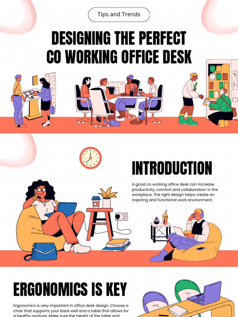White and Orange Illustrative Designing the Perfect Co Working Office ...