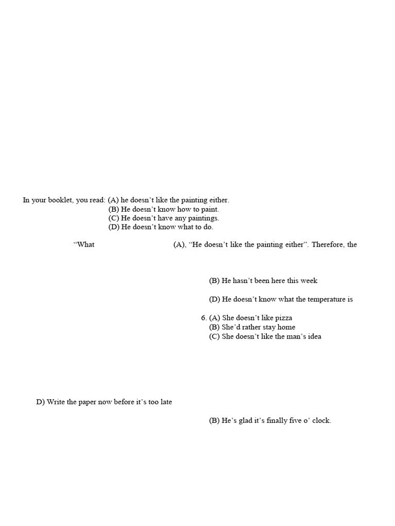 TOEFL ITP Practice Test Sample | PDF | Piano | Flight