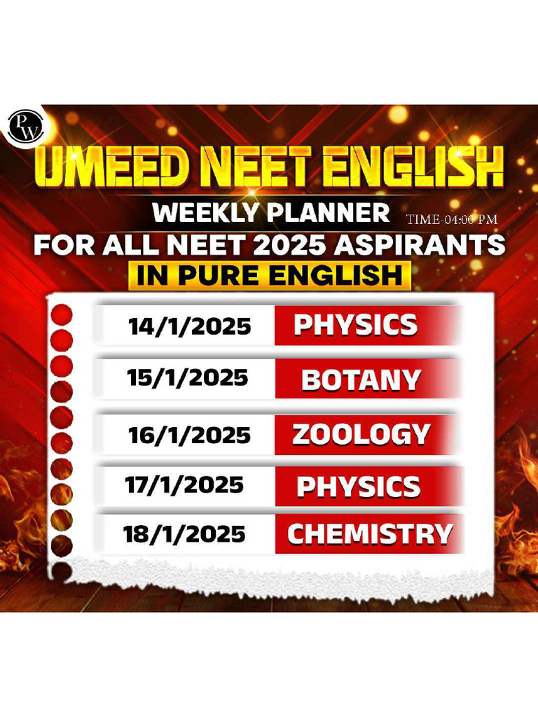 Class Schedule __ Umeed NEET English | PDF