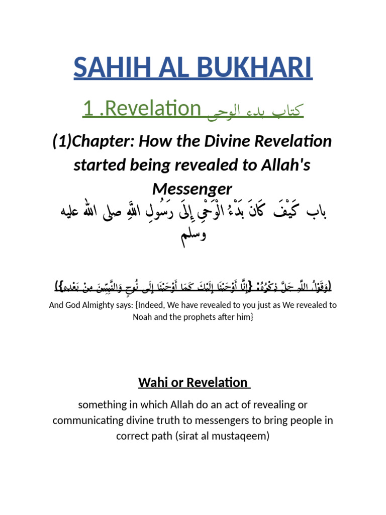 Sahih Al Bukhari | PDF | Prophets And Messengers In Islam | Hadith