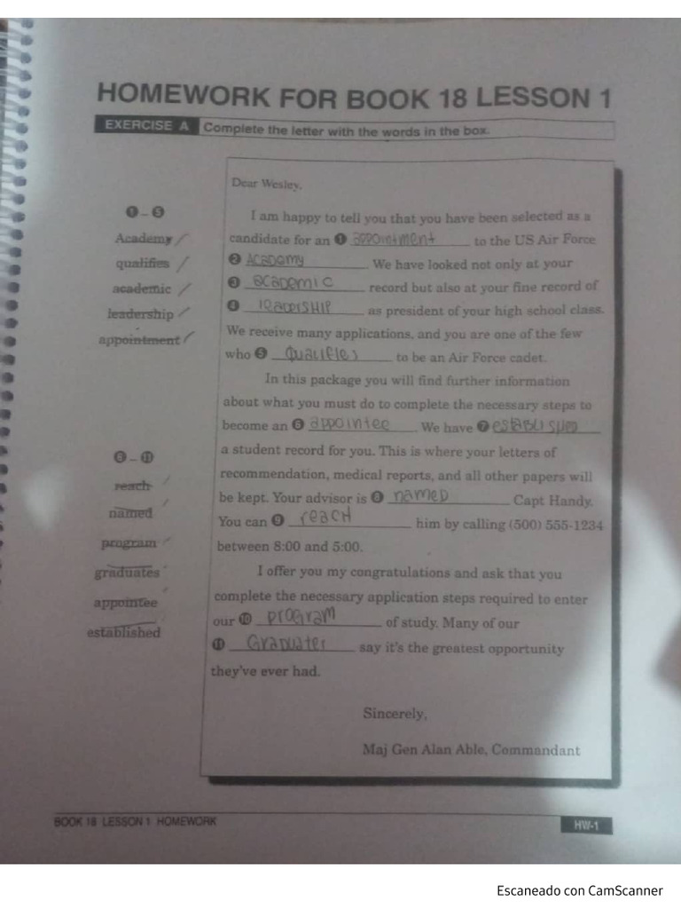 HW lesson 1 book 18 | PDF