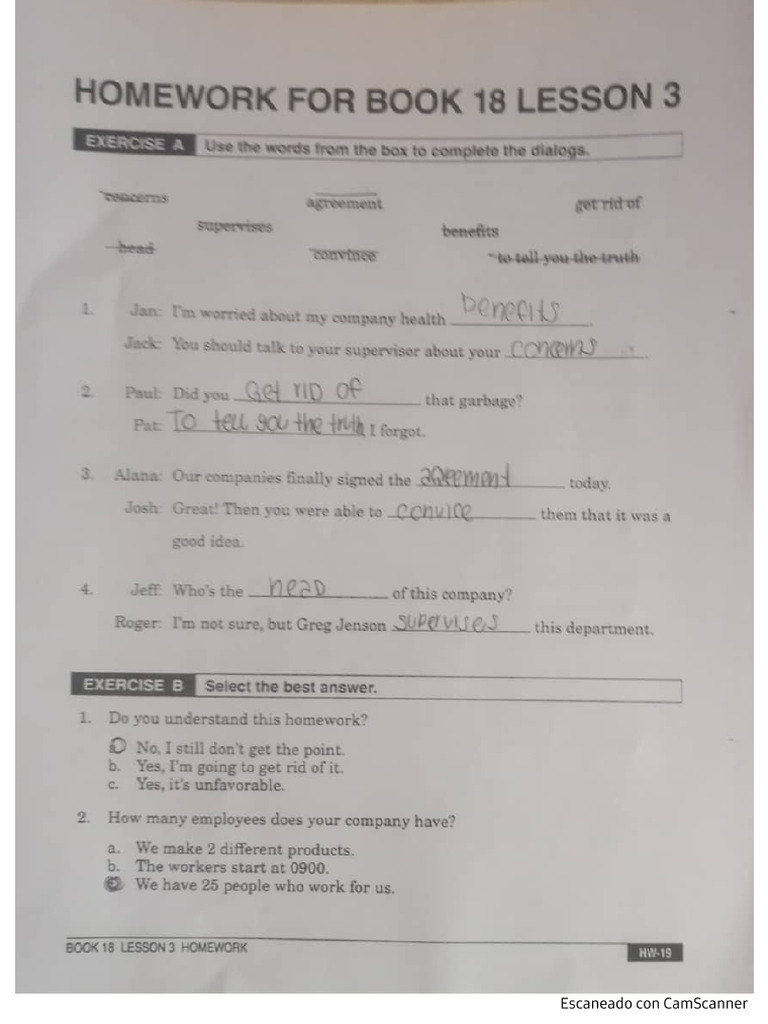 Homework Lesson 3 Book 18 | PDF