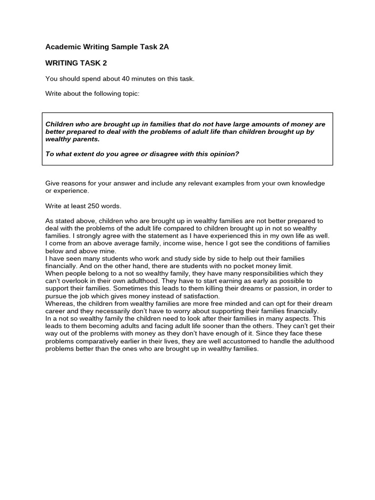 Academic Writing Sample Task 2a | PDF
