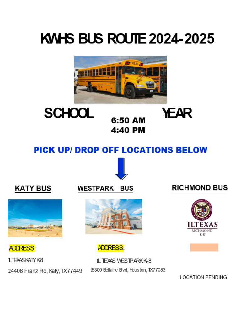 Kwhs Bus Route 2023-2024 P | PDF