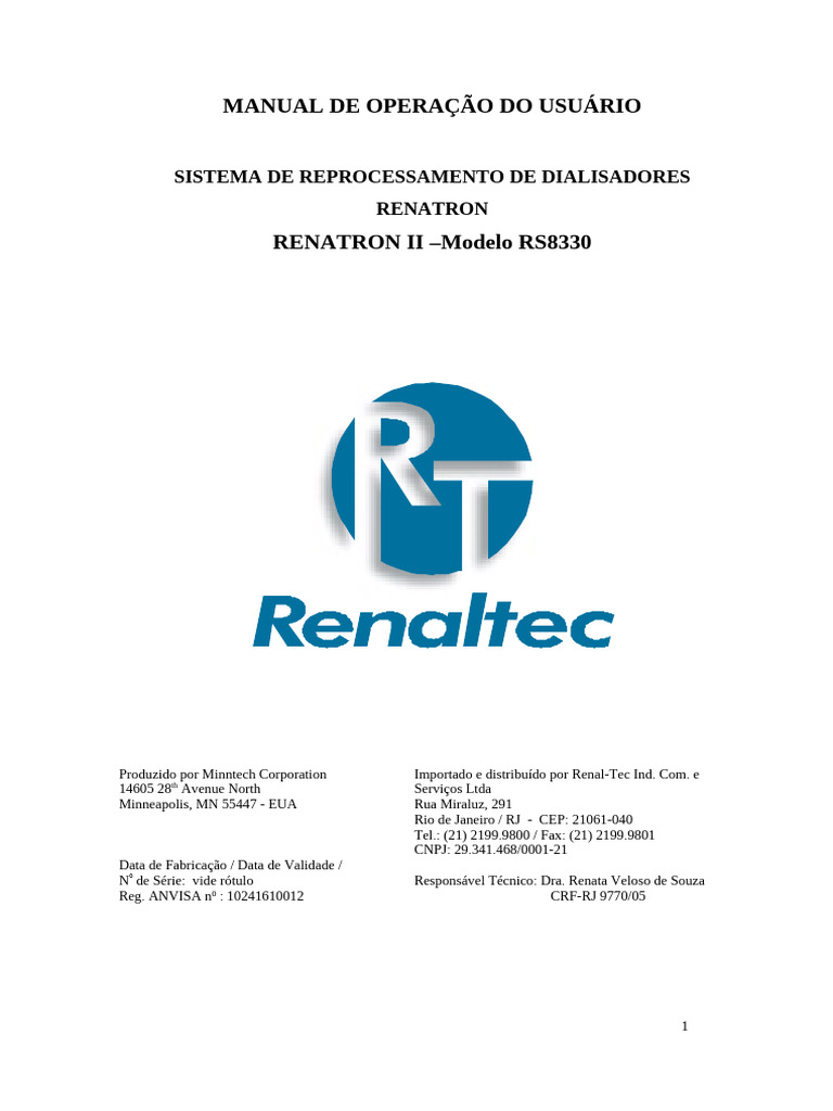 Manual do Sistema RENATRON II | PDF | Entrada/Saída | Pressão