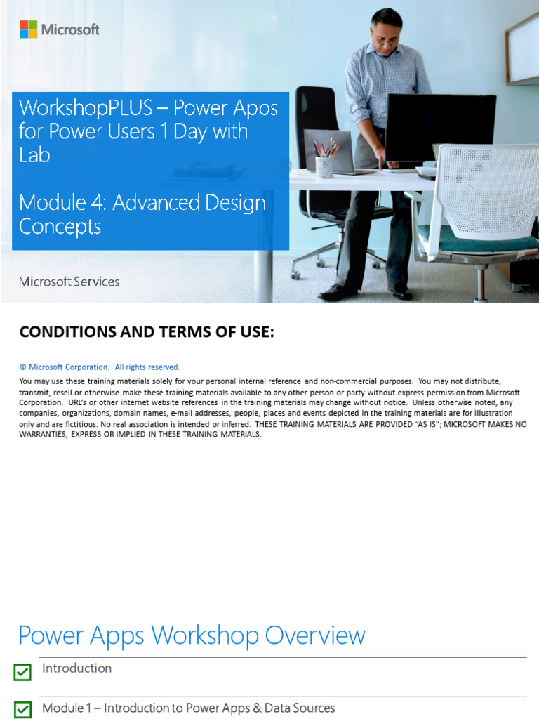 PowerApps-WorkshopPLUS - Module 4 - Advanced Design Concepts | PDF | Mobile App | Cyberspace