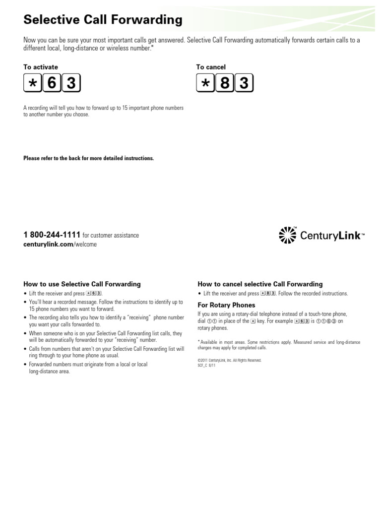Selective Call Forwarding Instructions | PDF