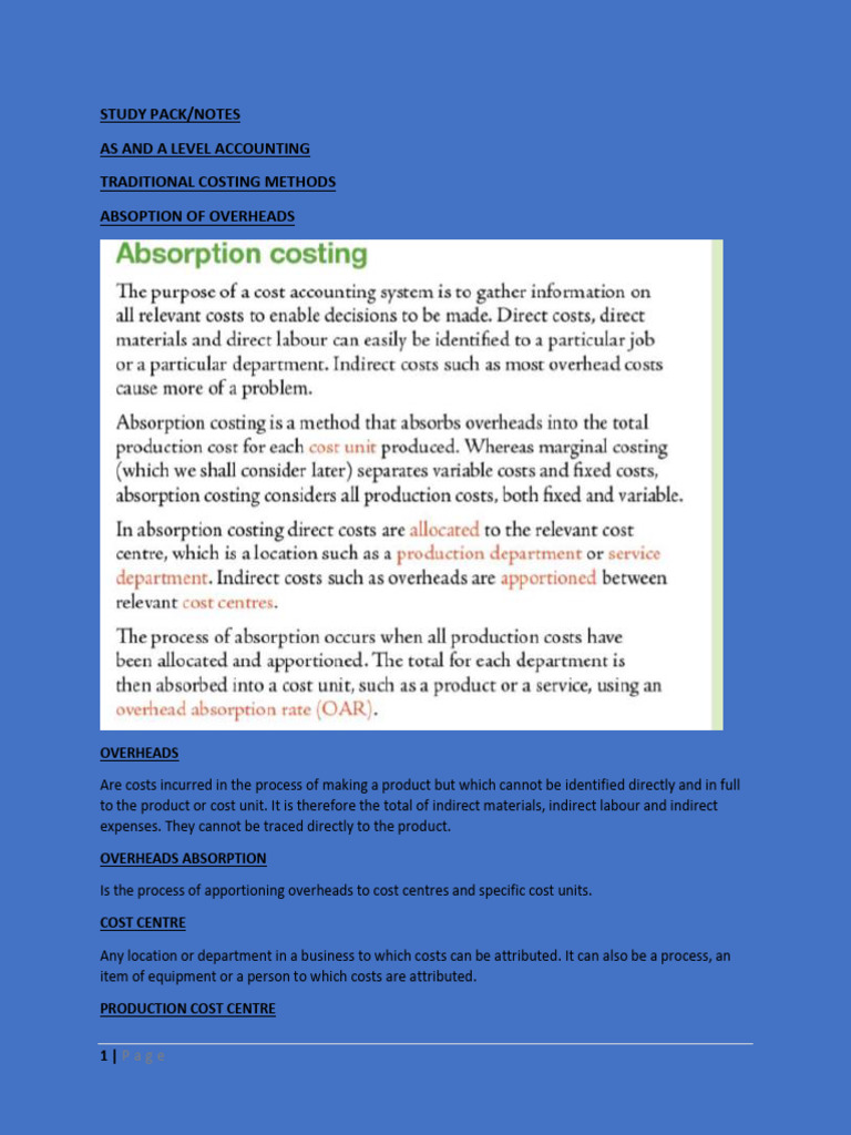 ABSORPTION COSTING | PDF