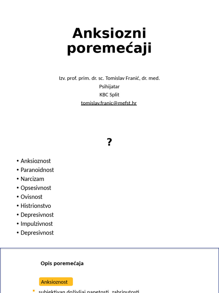 Anksiozni Poremećaji | PDF