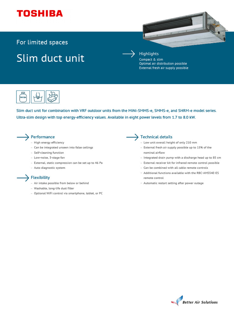 MMD-AP0056SPH1-E Slim duct unit - 1,70 kW - VRF | PDF | Duct (Flow ...
