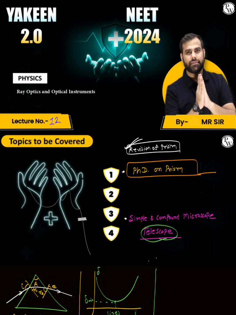 Ray Optics and Optical Instruments 12 - Class Notes - Yakeen 2.0 2024 ...