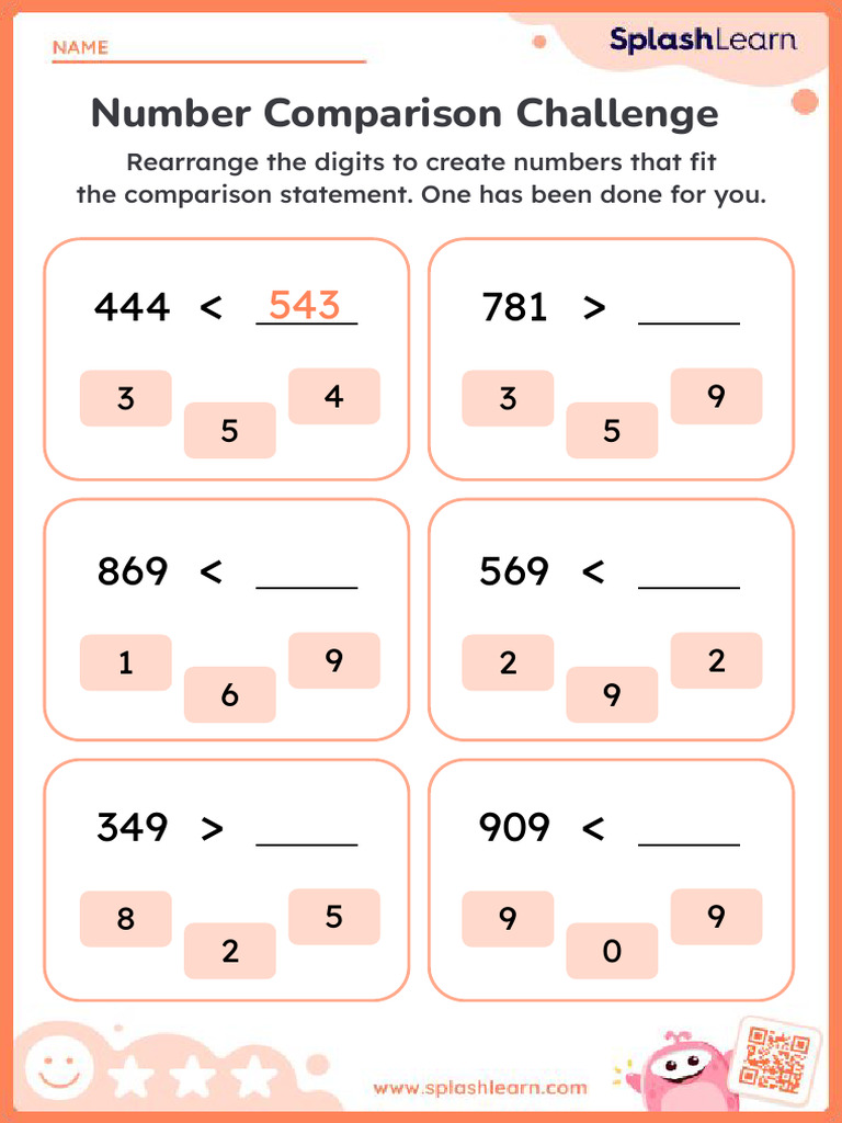Form 3-Digit Numbers and Complete The Comparison Statement | PDF