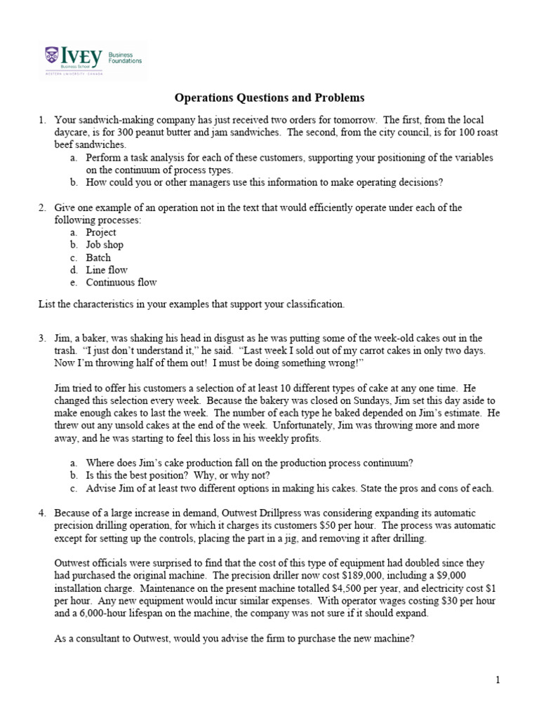 Operations Management Case Studies Analysis | PDF | Business | Economies