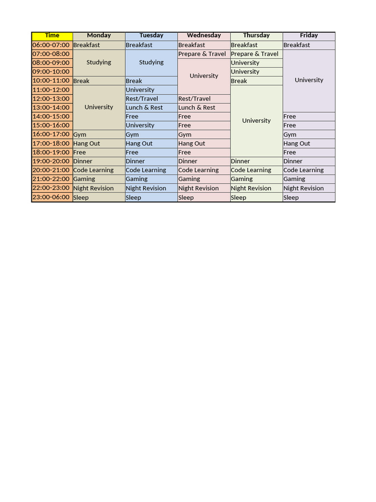 Copie de marouane_daily_schedule(1) | PDF