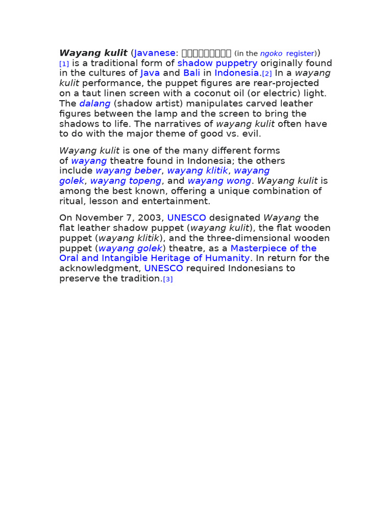 Wayang Kulit | PDF
