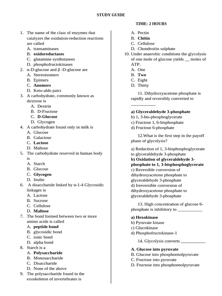 Exams Guide Obj Biochemistry Cdc3, 2025 | PDF | Glucose | Carbohydrates